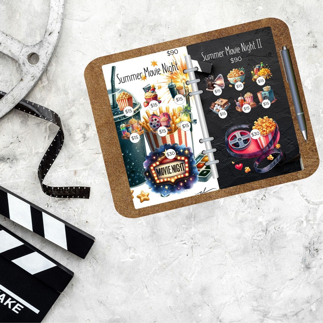 Movie Night Savings Challenge Cards: Holiday Budget A6 Binder Inserts ...