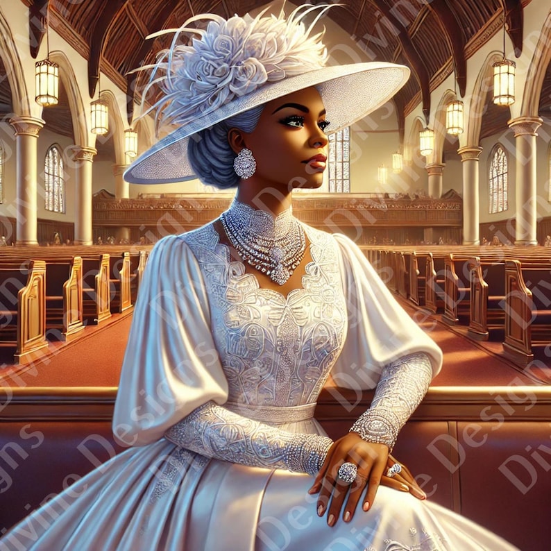 Elegant African American First Lady Church Portraits – Digital Art ...