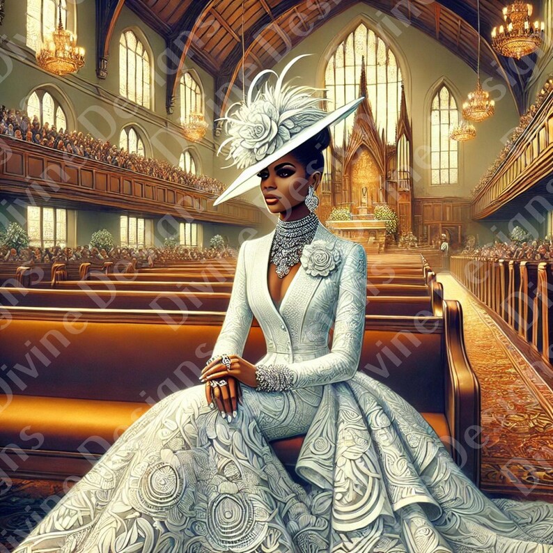 Elegant African American First Lady Church Portraits – Digital Art ...