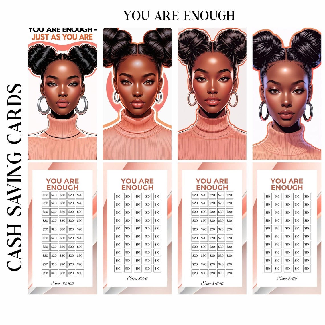 You Are Enough Savings Challenge Cards: A6 Budget Binder Inserts (PDF ...