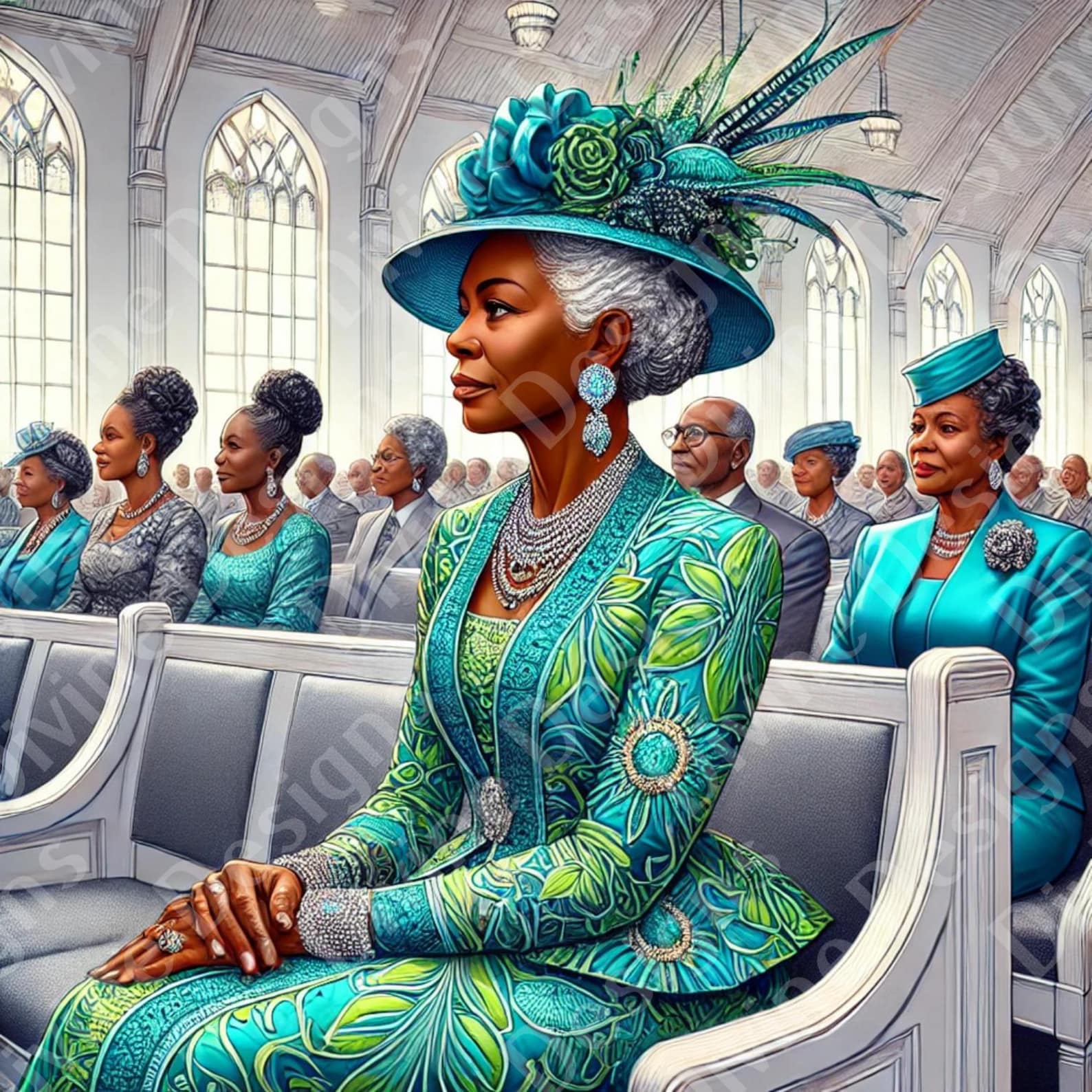 Elegant African American First Lady Portrait: Teal Church Fashion ...