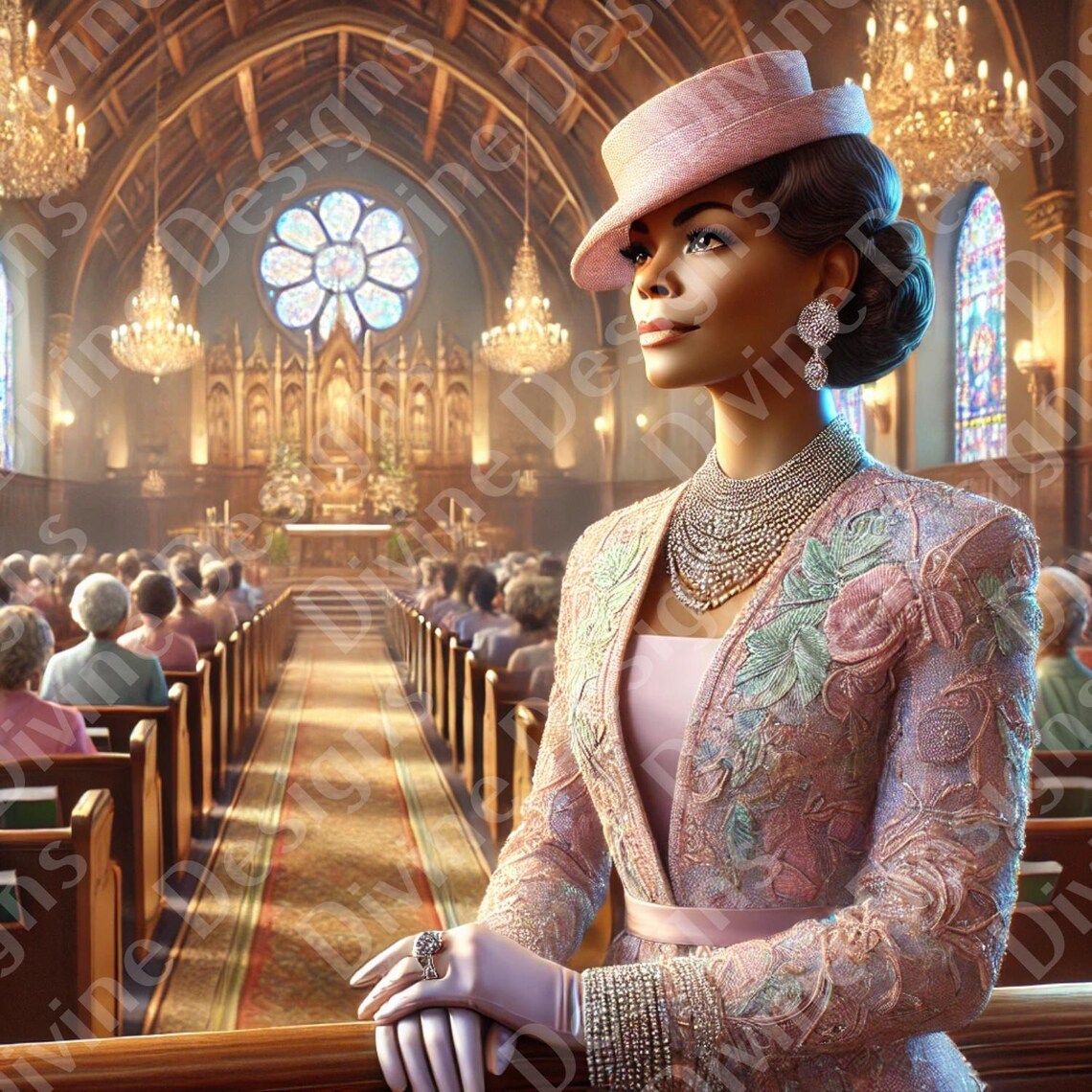 Elegant First Lady Church Portrait: African American Digital Art Print ...