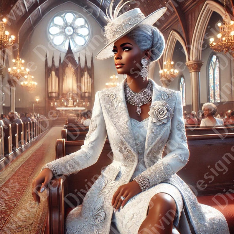Elegant African American First Lady Church Portraits – Digital Art ...