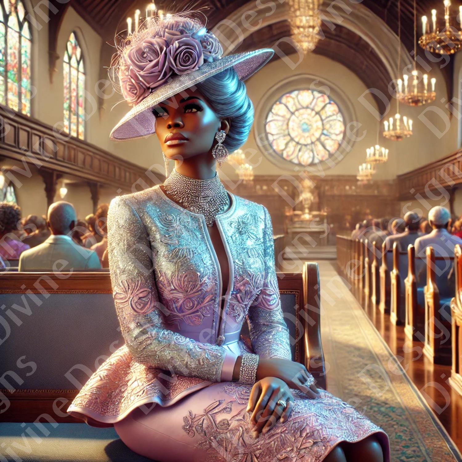 Elegant First Lady Church Portrait: African American Digital Art Print ...