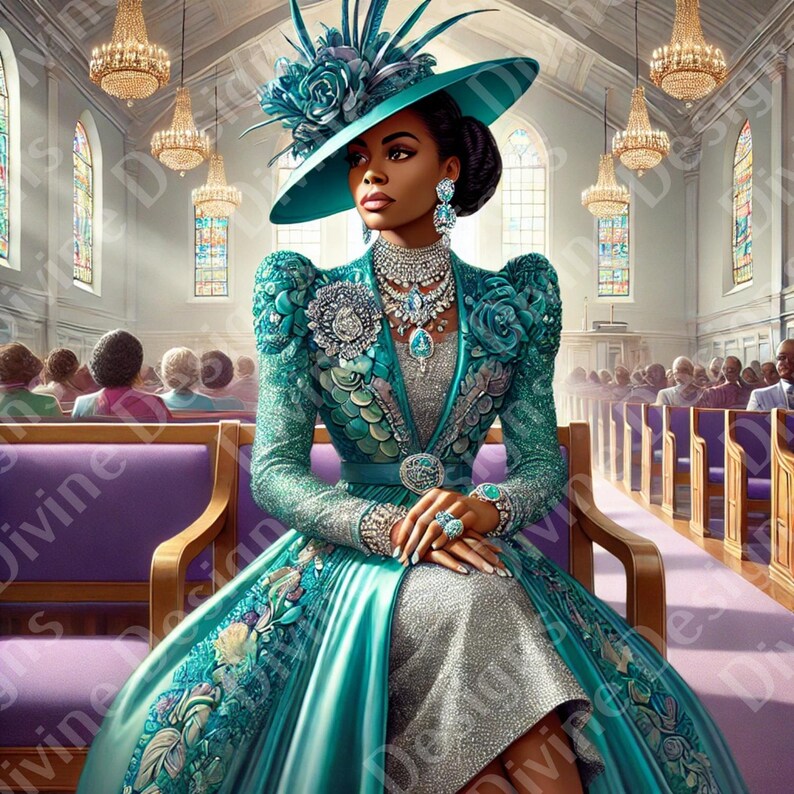 Elegant African American First Lady Church Portraits | Digital Art ...