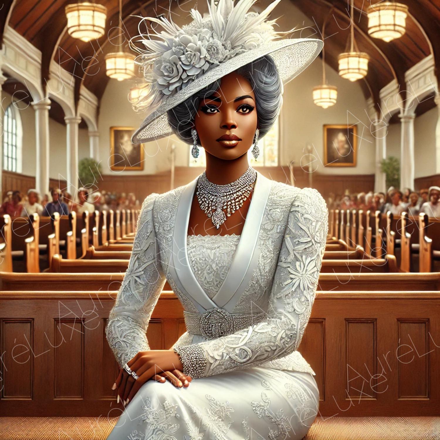 Elegant African American First Lady Portrait: Church Fashion Art Print ...