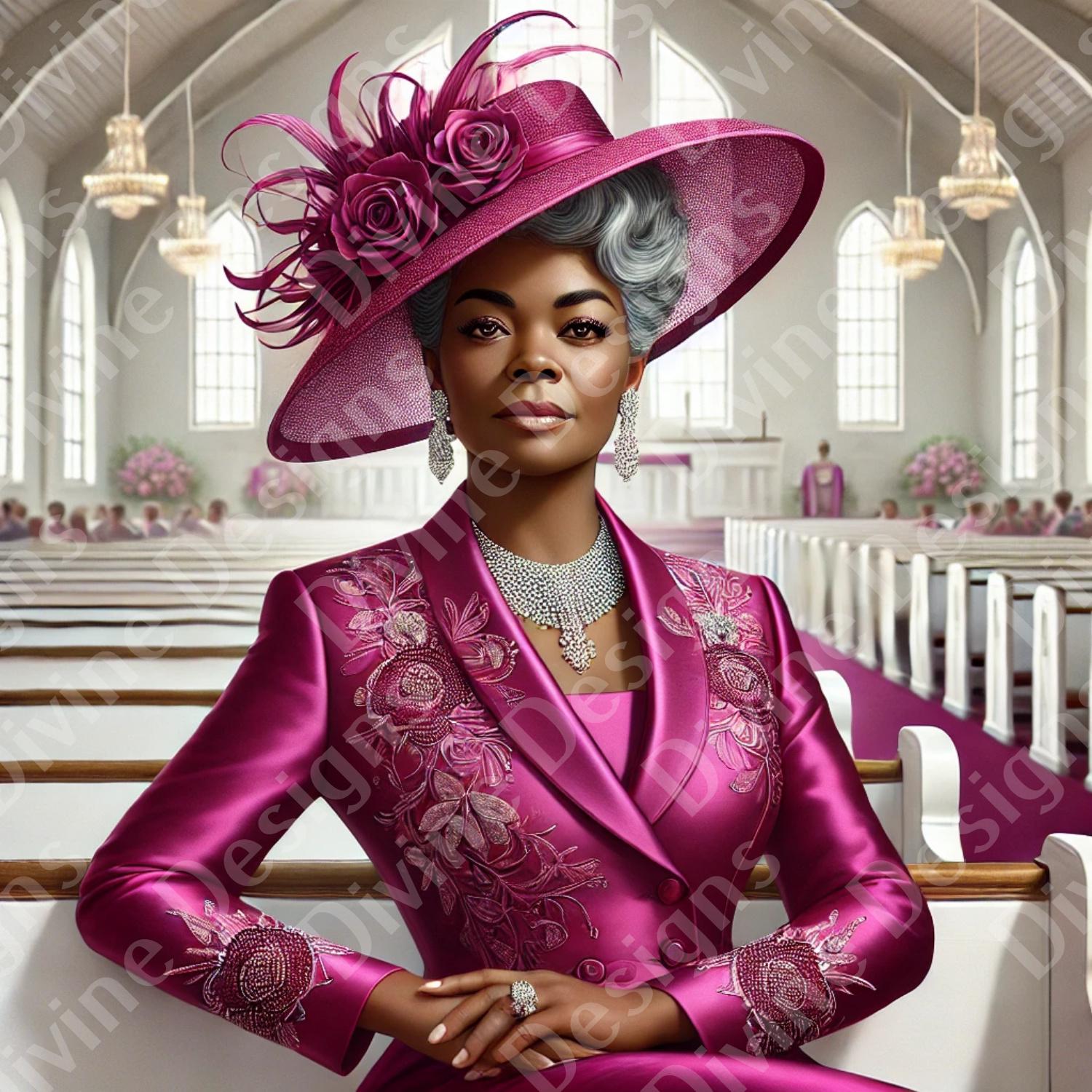 Elegant African American First Lady Portrait: Pink Church Fashion ...