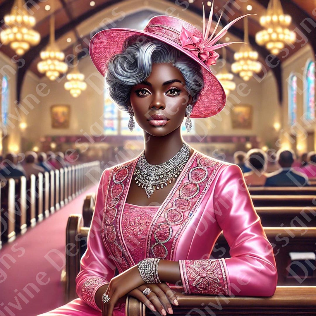 Elegant First Lady Church Portrait: African American Digital Art Print ...