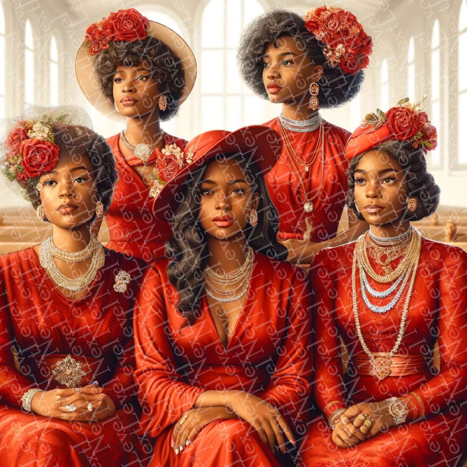 Church Lady Series (ladies in Red) Planner Cover, Tumbler Wrap, Journal ...