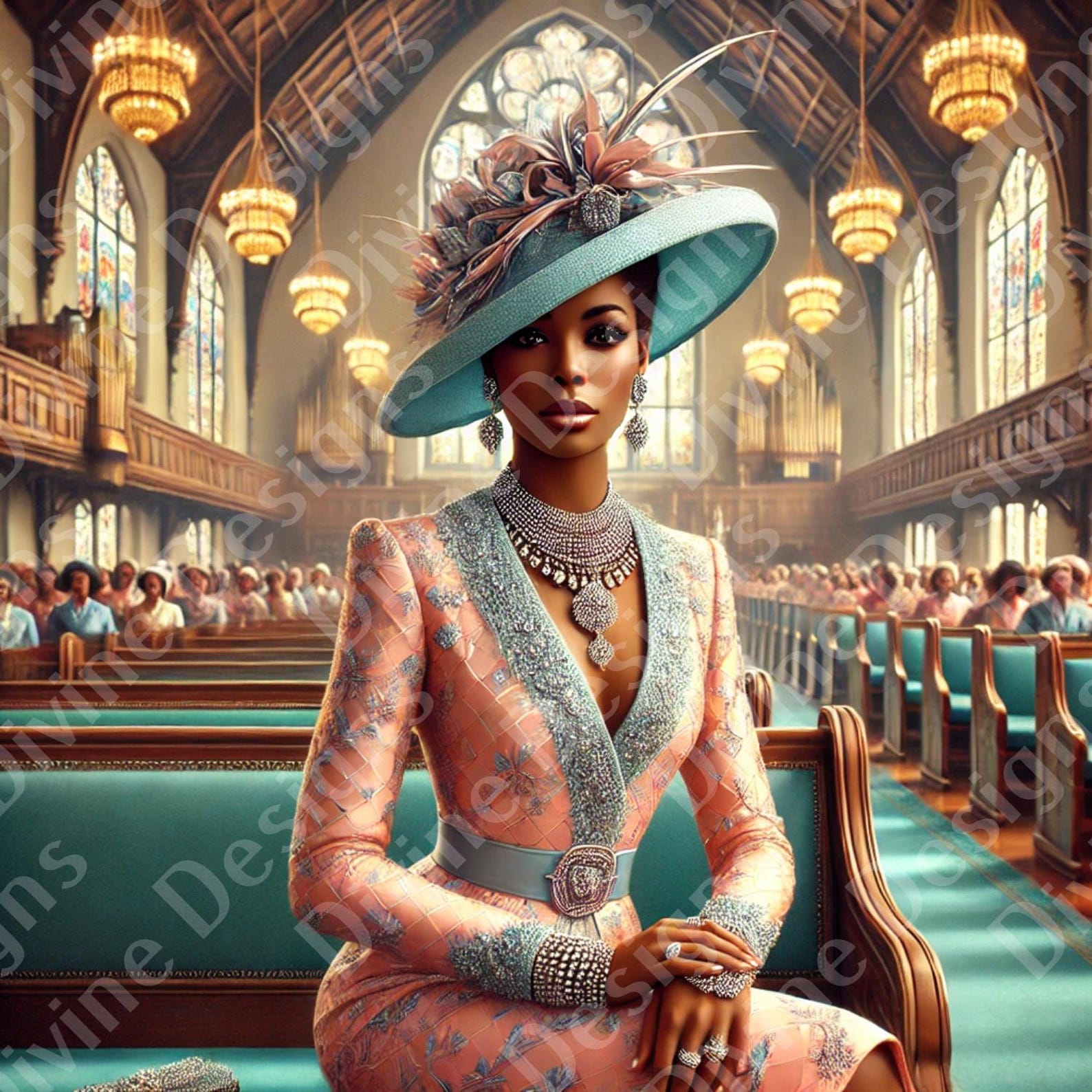 Elegant First Lady Church Portrait: African American Digital Art Print ...