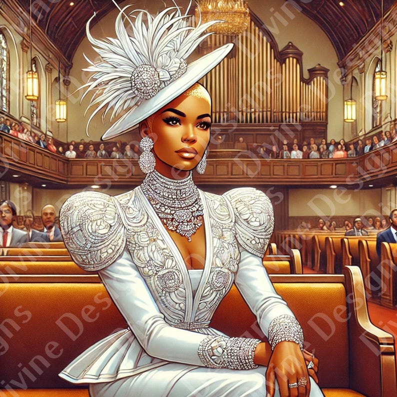 Elegant African American First Lady Church Portraits – Digital Art ...