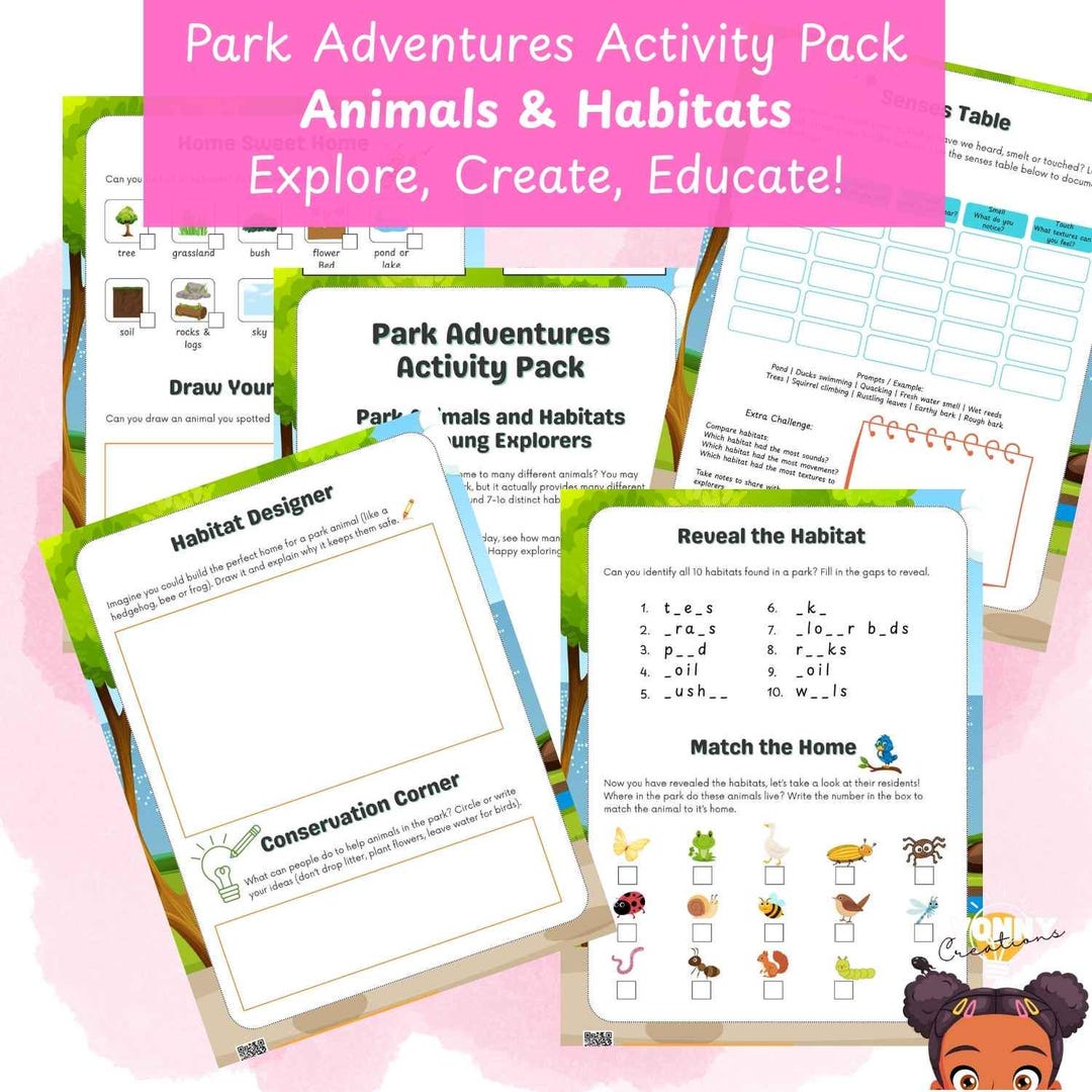 Park Adventures Activity Pack - 'animals & Habitats' – Printable PDF ...