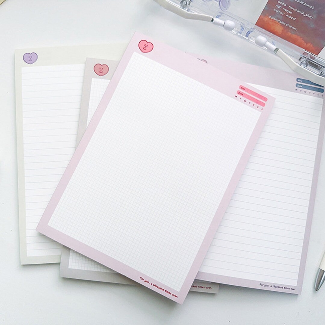 B5 Study Memo Pad Cute Note Pad Cute Colorful Heart Double Sided/50p - Etsy