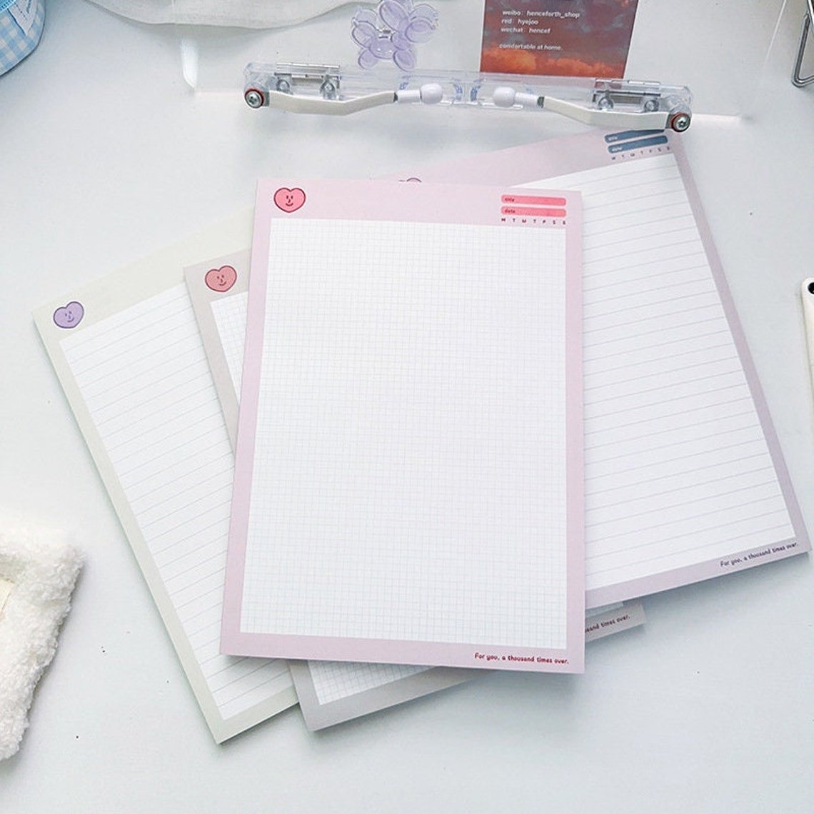 B5 Study Memo Pad Cute Note Pad Cute Colorful Heart Double Sided/50p - Etsy