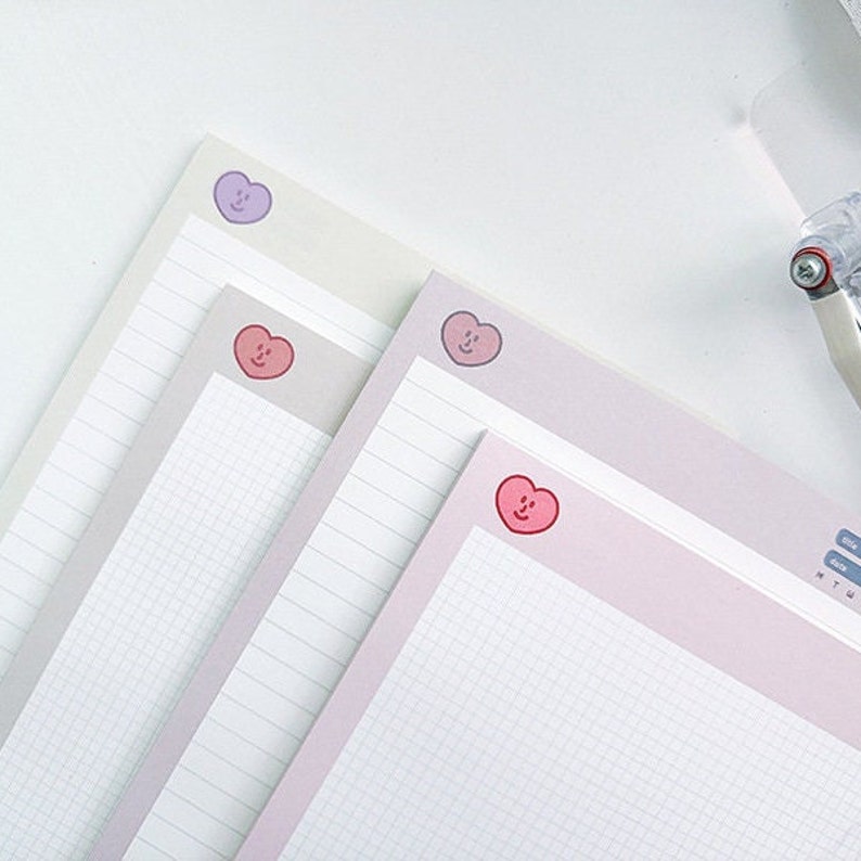 B5 Study Memo Pad Cute Note Pad Cute Colorful Heart Double Sided/50p - Etsy