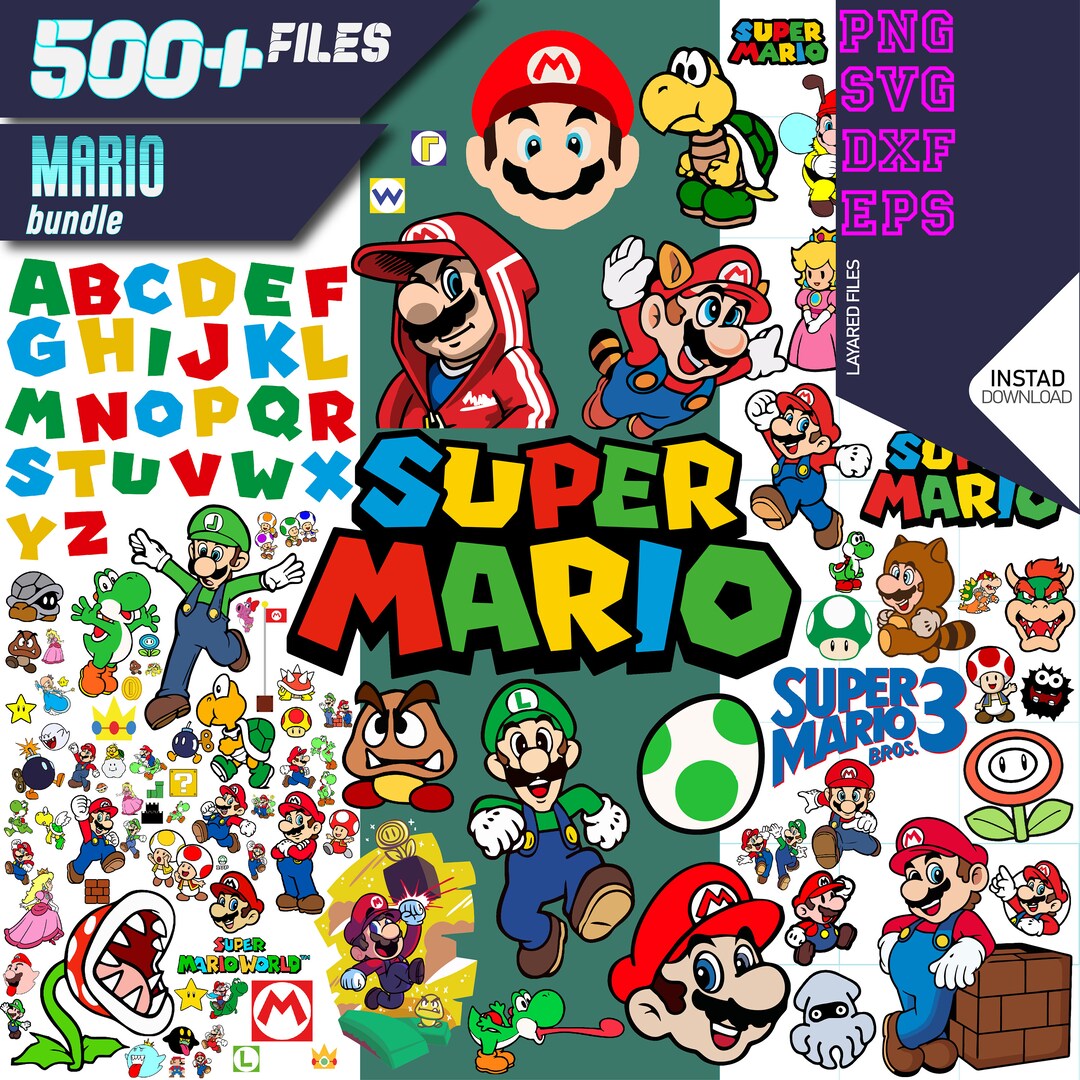 Super Mario SVG Mega Bundle, Mario Svg, Paper Mario, Luigi, Mario ...