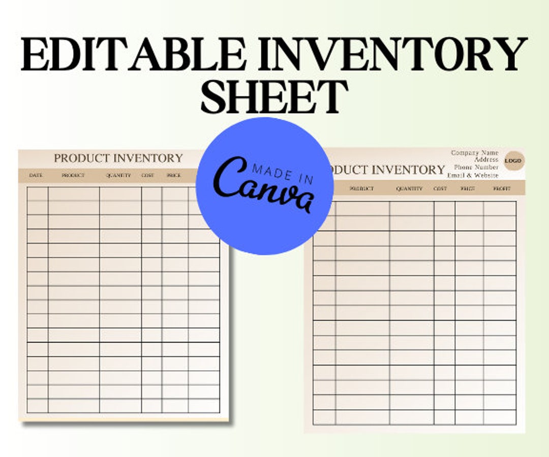 Editable Inventory Tracker Inventory Checklist Inventory - Etsy
