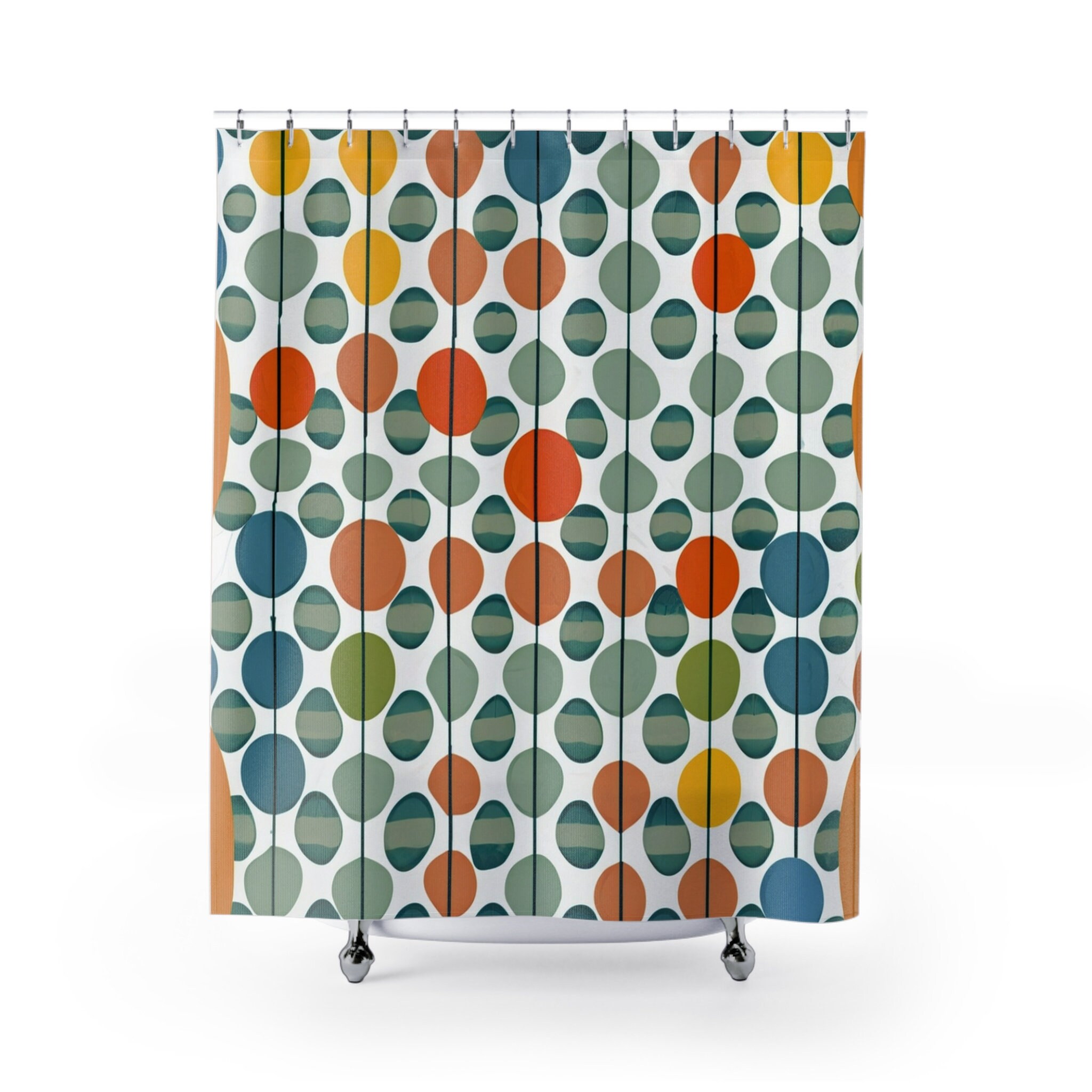 Colorful Mid Century Modern Design Shower Curtain Green - Etsy