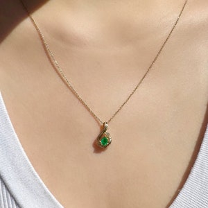 Genuine Emerald and Diamond Treble Clef Teardrop Pendant / 14k Solid ...