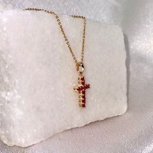 Genuine Ruby Cross Pendant (medium) | 14k Solid Gold - Etsy