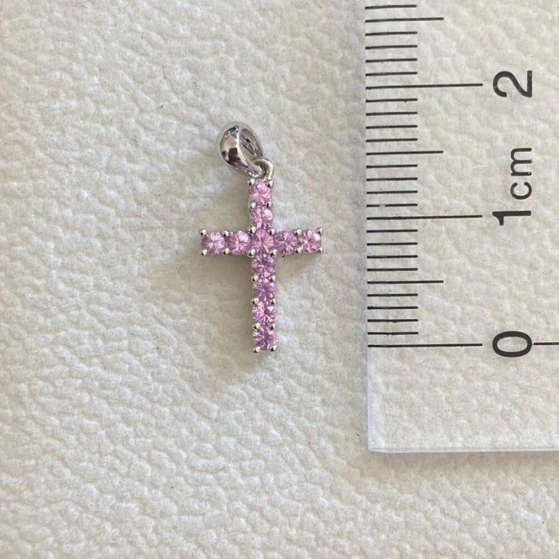 Genuine Pink Sapphire Cross Pendant (medium) / 14k Solid Gold - Etsy