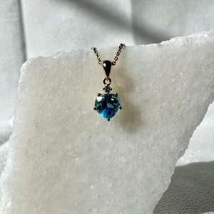 Genuine Blue Topaz and Diamond Heart Pendant | 14k Solid Gold - Etsy