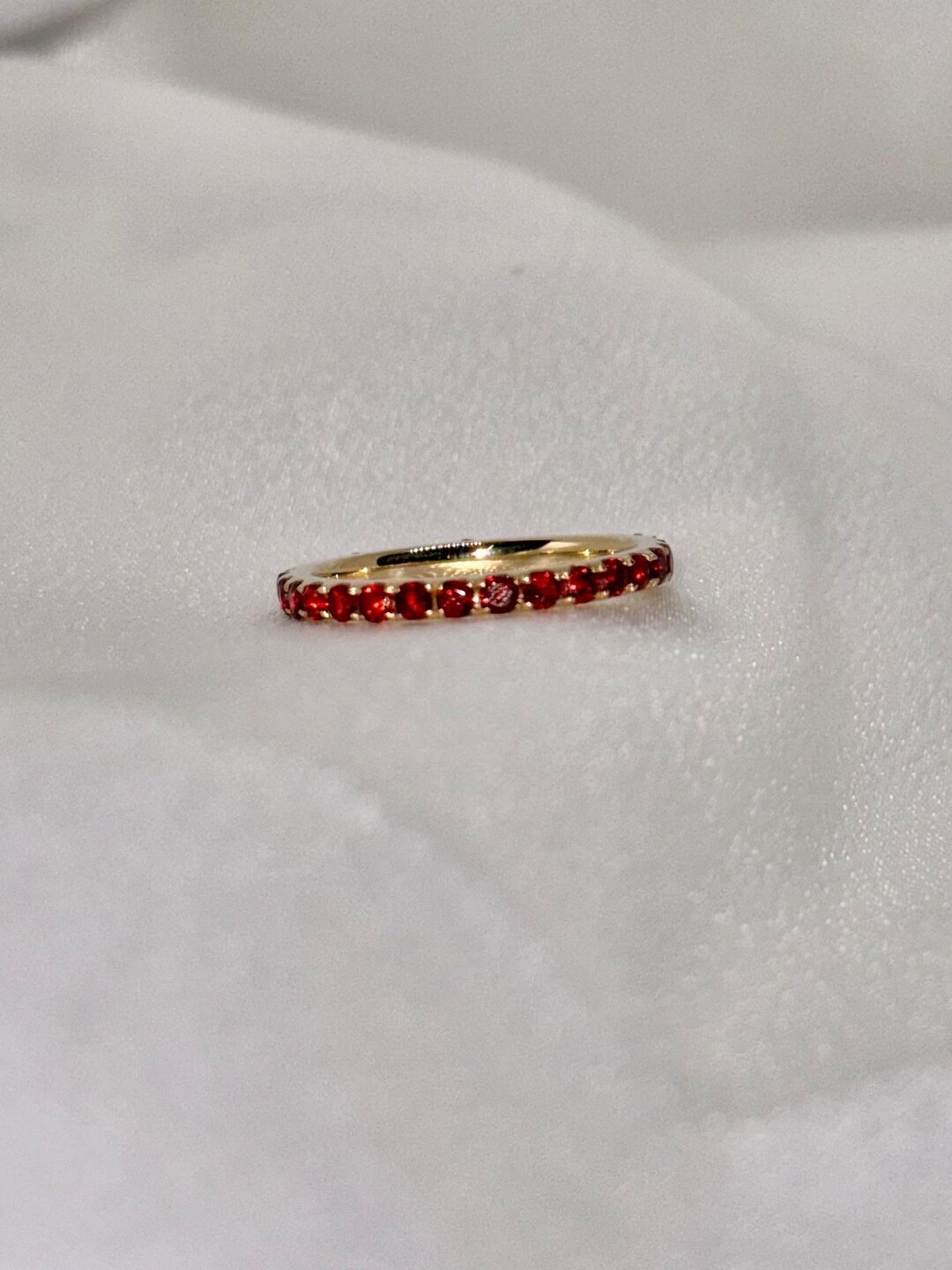 Genuine Garnet Eternity Ring / 14k Solid Yellow Gold - Etsy