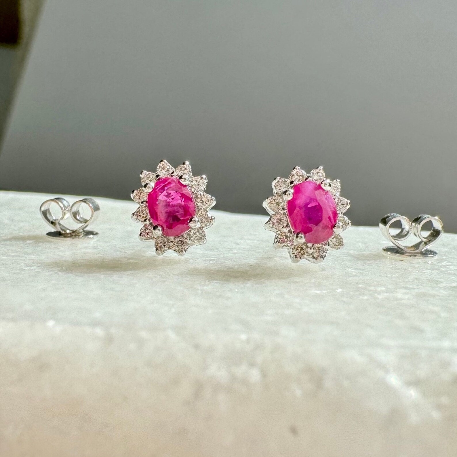 Genuine Ruby and Diamond Solaris Earrings / 14k Solid Gold - Etsy