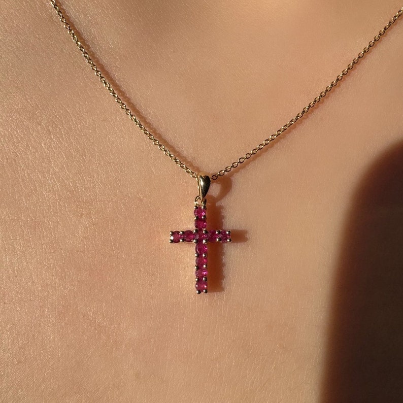 Genuine Ruby Cross Pendant (medium) / 14k Solid Gold - Etsy