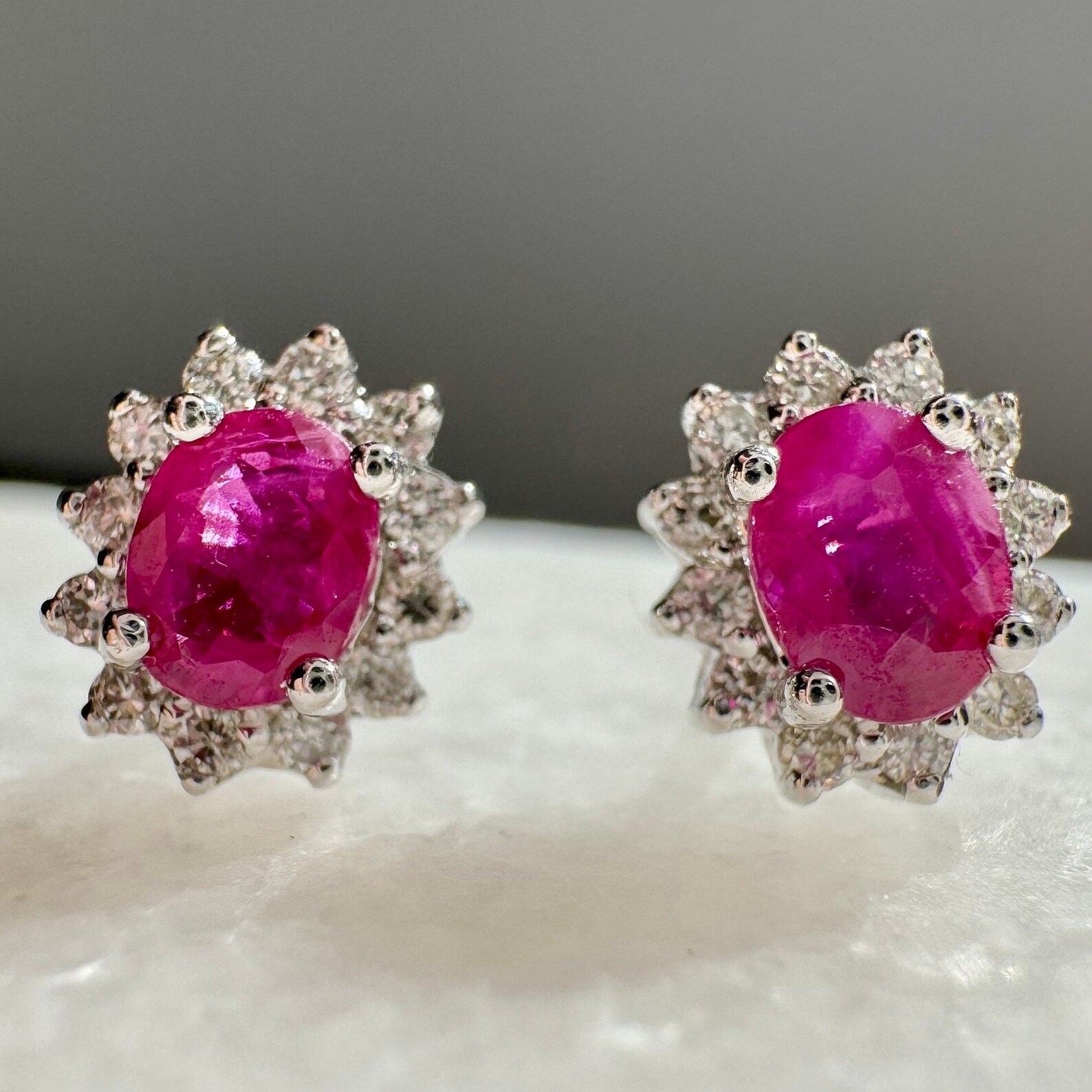 Genuine Ruby and Diamond Solaris Earrings / 14k Solid Gold - Etsy