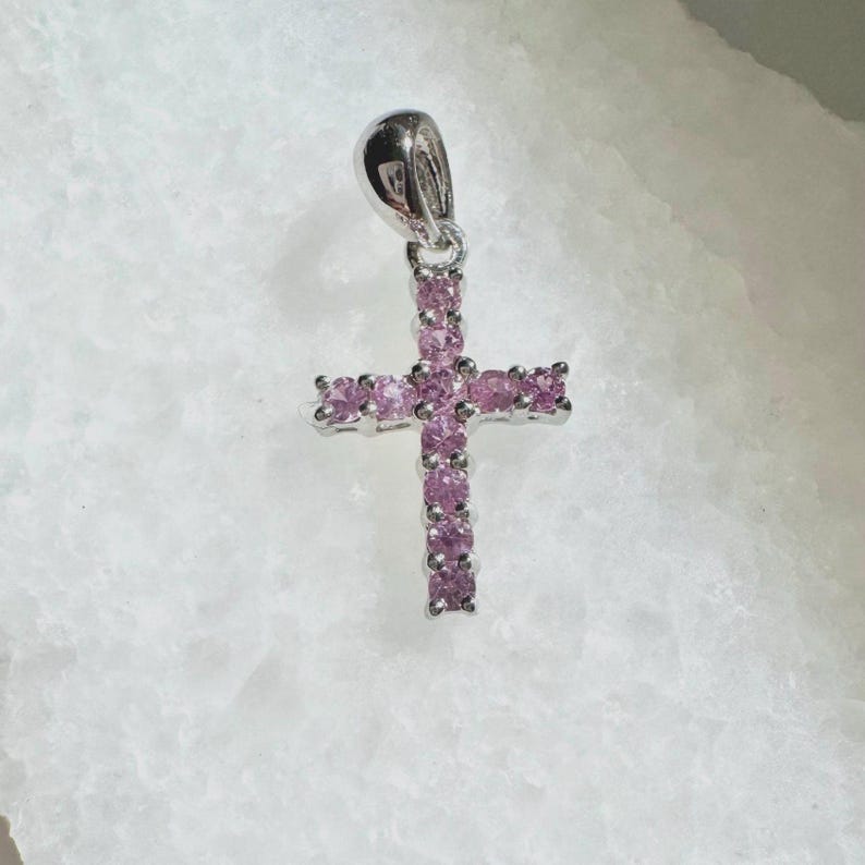 Genuine Pink Sapphire Cross Pendant (medium) / 14k Solid Gold - Etsy
