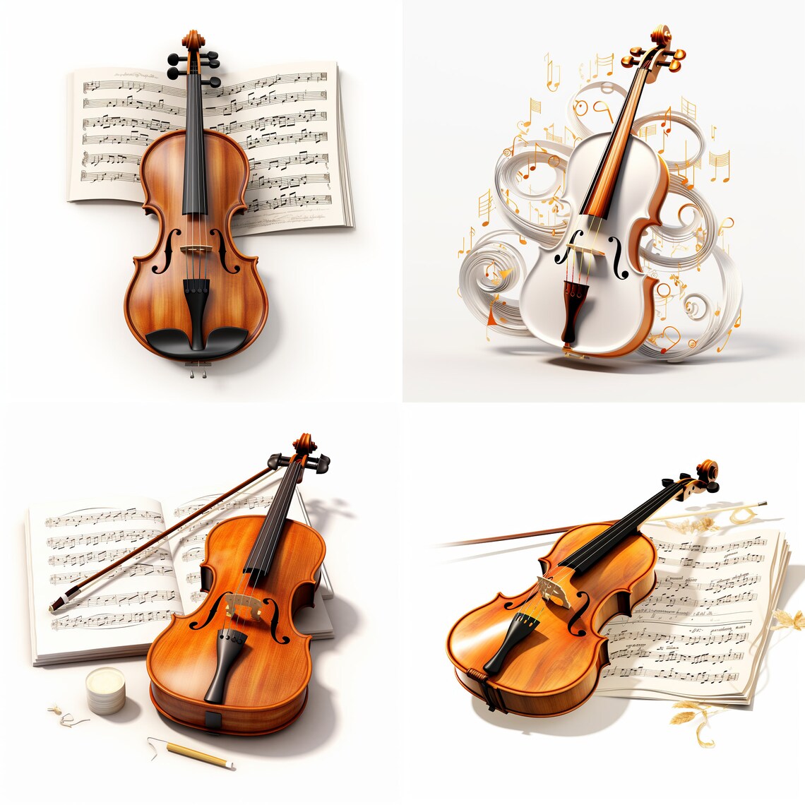 20 Violin Realistic Clipart PNG, Musical Notation Violin , Instant ...