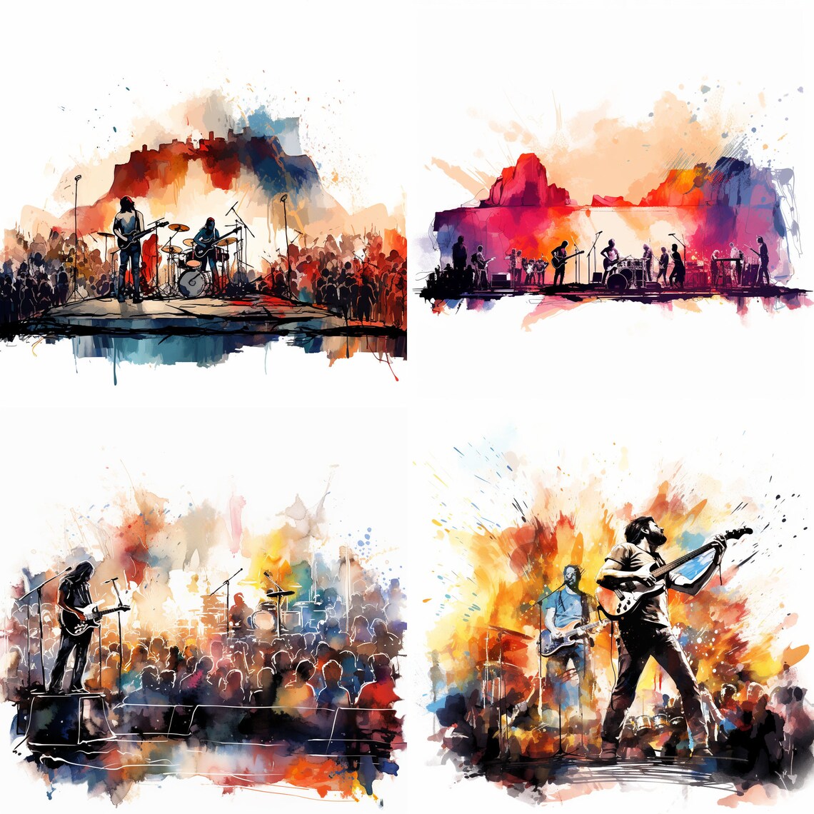 20 Concert Stage Watercolor Clipart PNG , Rock Concert , Music Instant ...