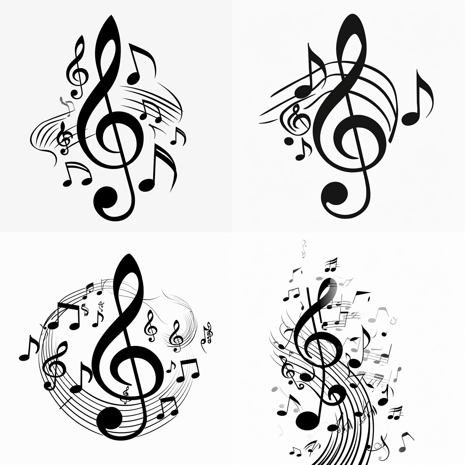 Music Notation Clipart PNG: 24 Black and White Musical Notes (digital ...