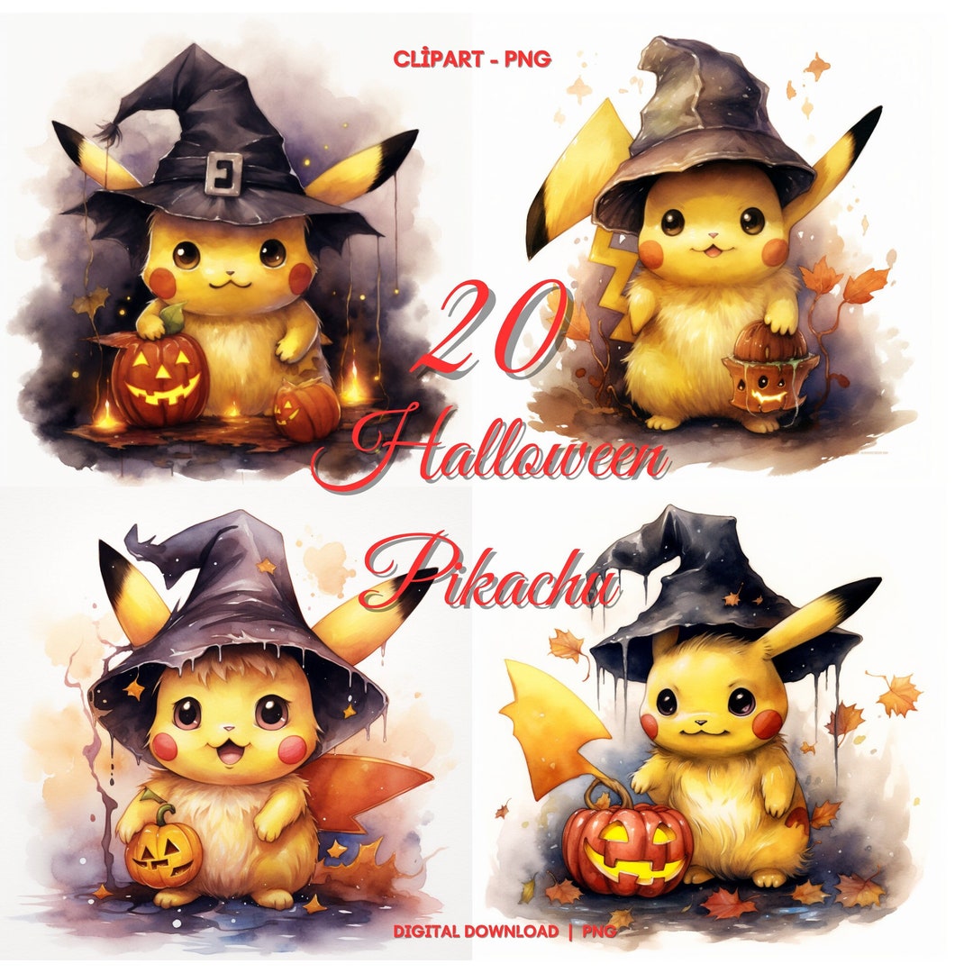 Halloween Pikachu Clipart PNG, Spooky Illustrations (digital Download ...