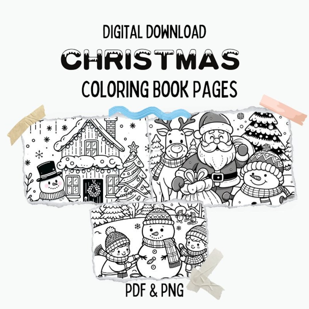 Christmas Books, 20 Printable Coloring Book Pages, Xmas Coloring Book ...