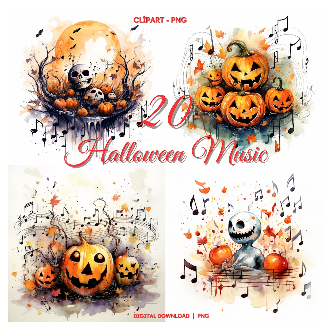 Music Notation Watercolor Clipart PNG, Halloween Musical Note, Instant ...