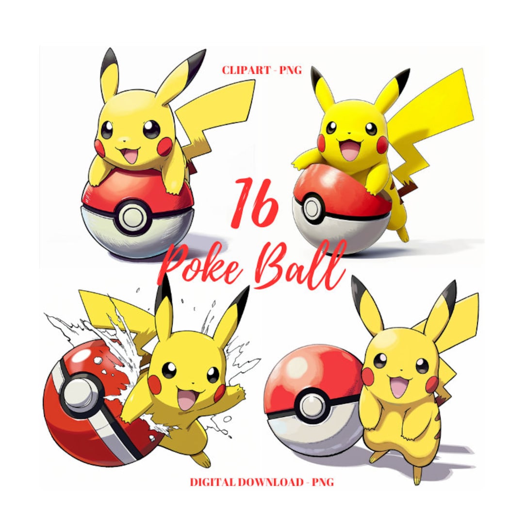 Pikachu Clipart PNG, 16 Poke Ball Images Bundle, Pokemon Illustration ...