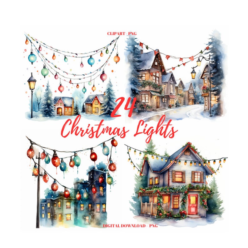 Christmas Light Clipart, 24 Christmas Lights Decorations PNG, Xmas ...