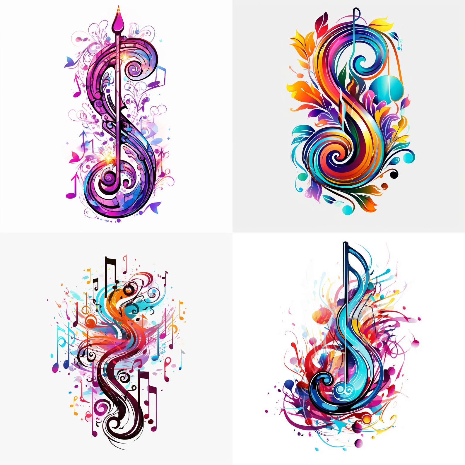 Music Notation Watercolor Clipart PNG, 20 Colored Musical Note, Instant ...