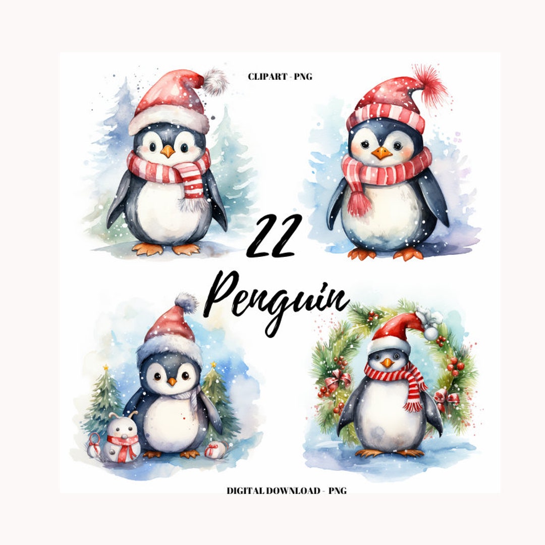 Christmas Animal Clipart, 22 Xmas Penguin Images, Animal Bundle ...