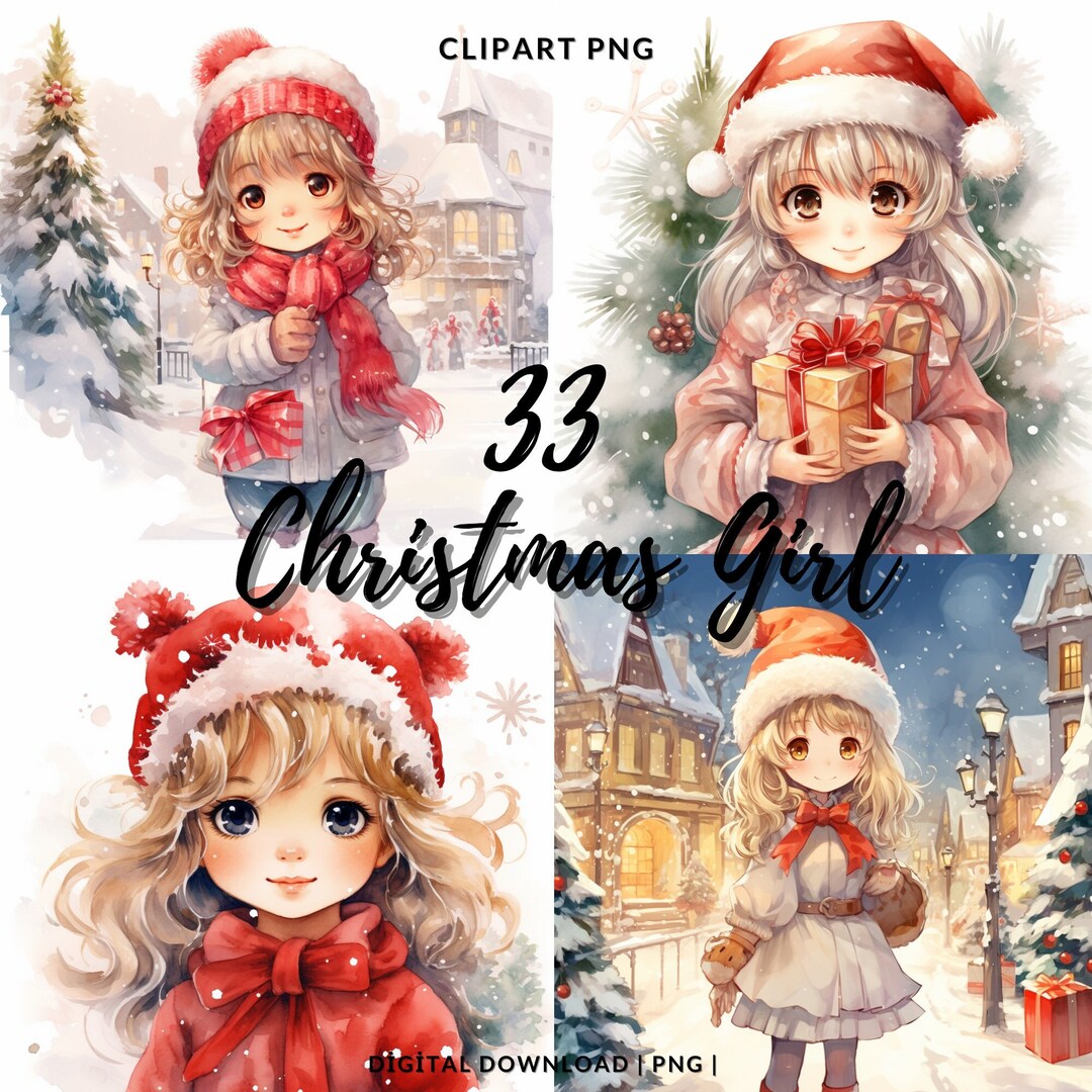 Christmas Clipart PNG, Cute Christmas Girl PNG, Christmas Images Bundle ...
