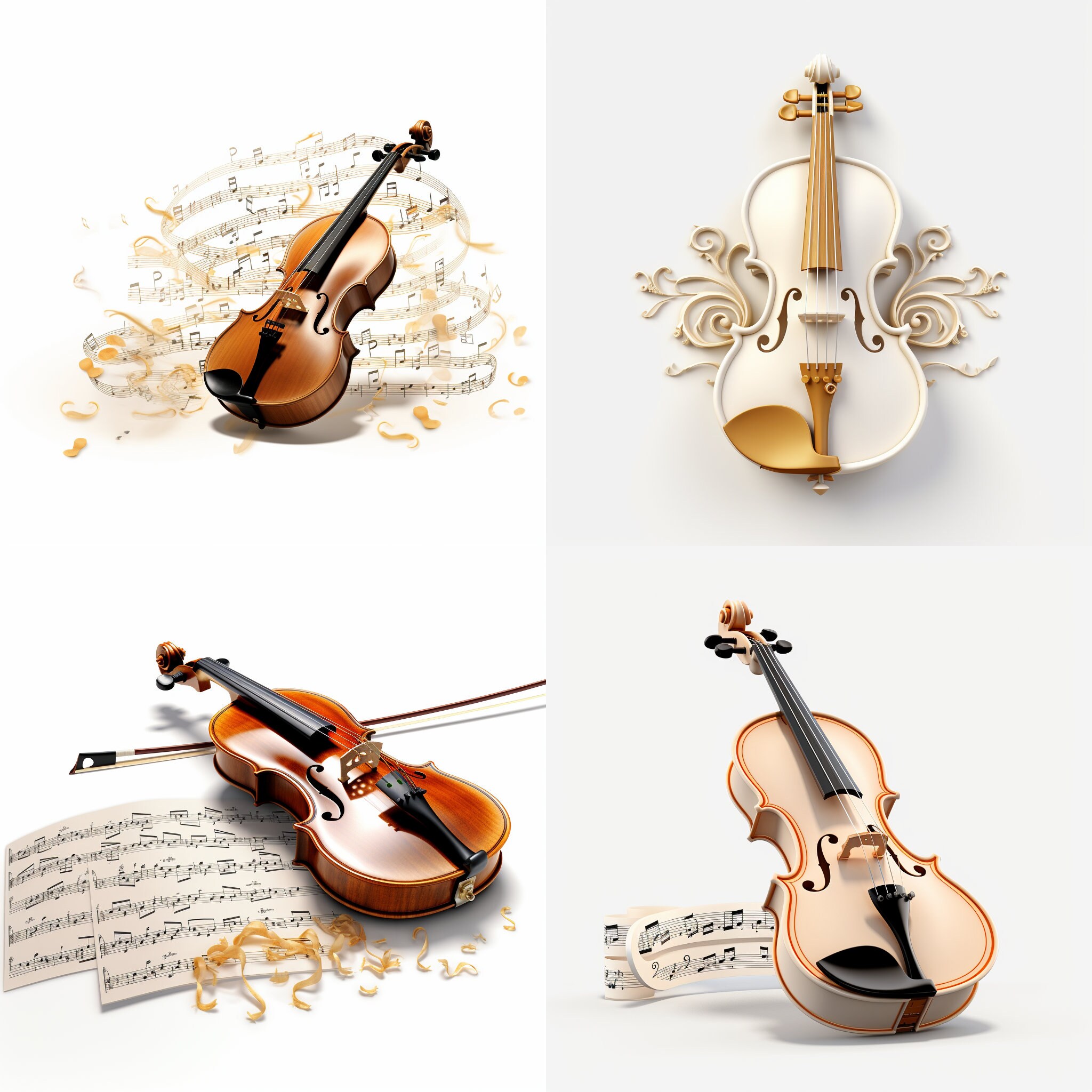 20 Violin Realistic Clipart PNG, Musical Notation Violin , Instant ...