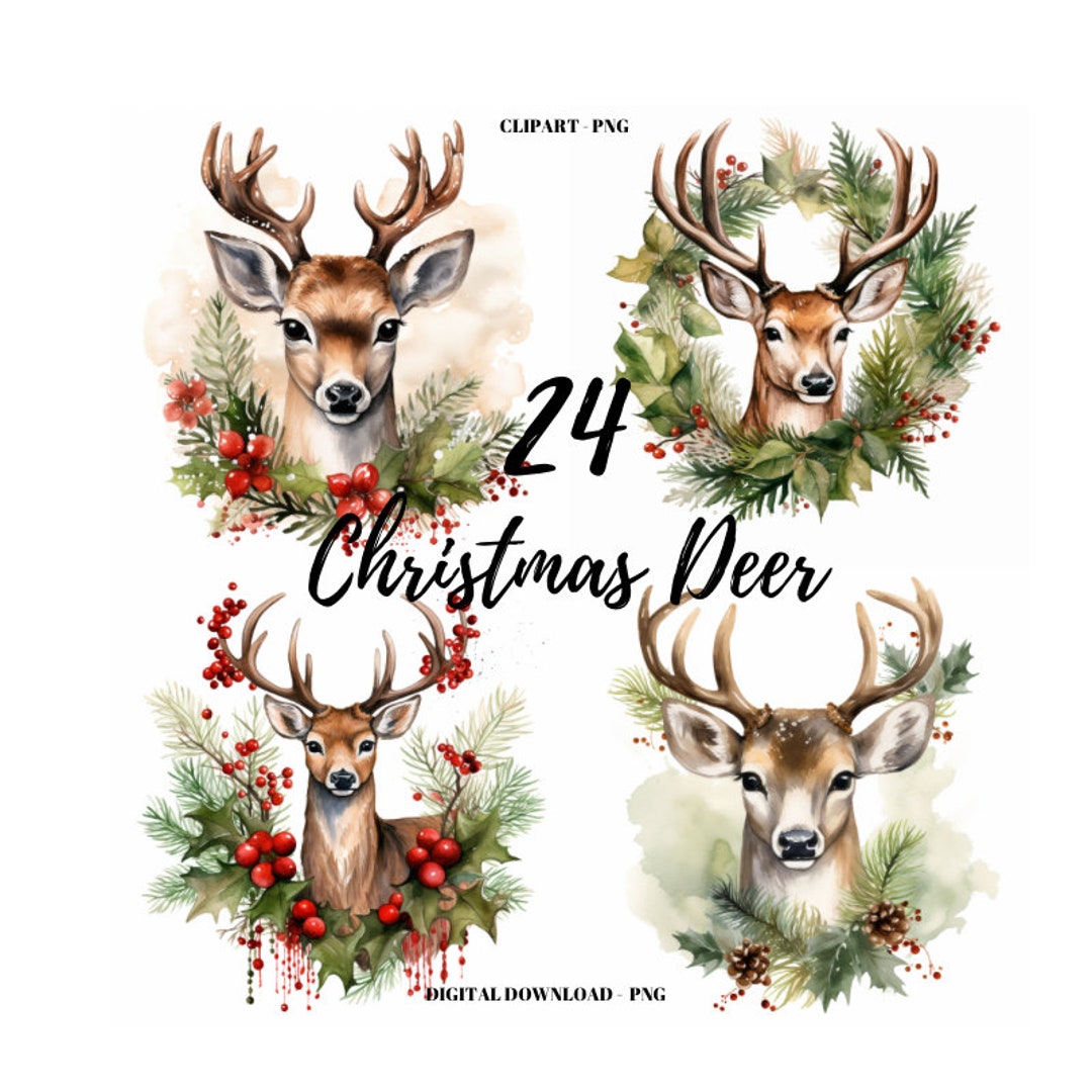 Christmas Deer Clipart PNG, 24 Christmas Deer PNG, Xmas Deer Clipart ...