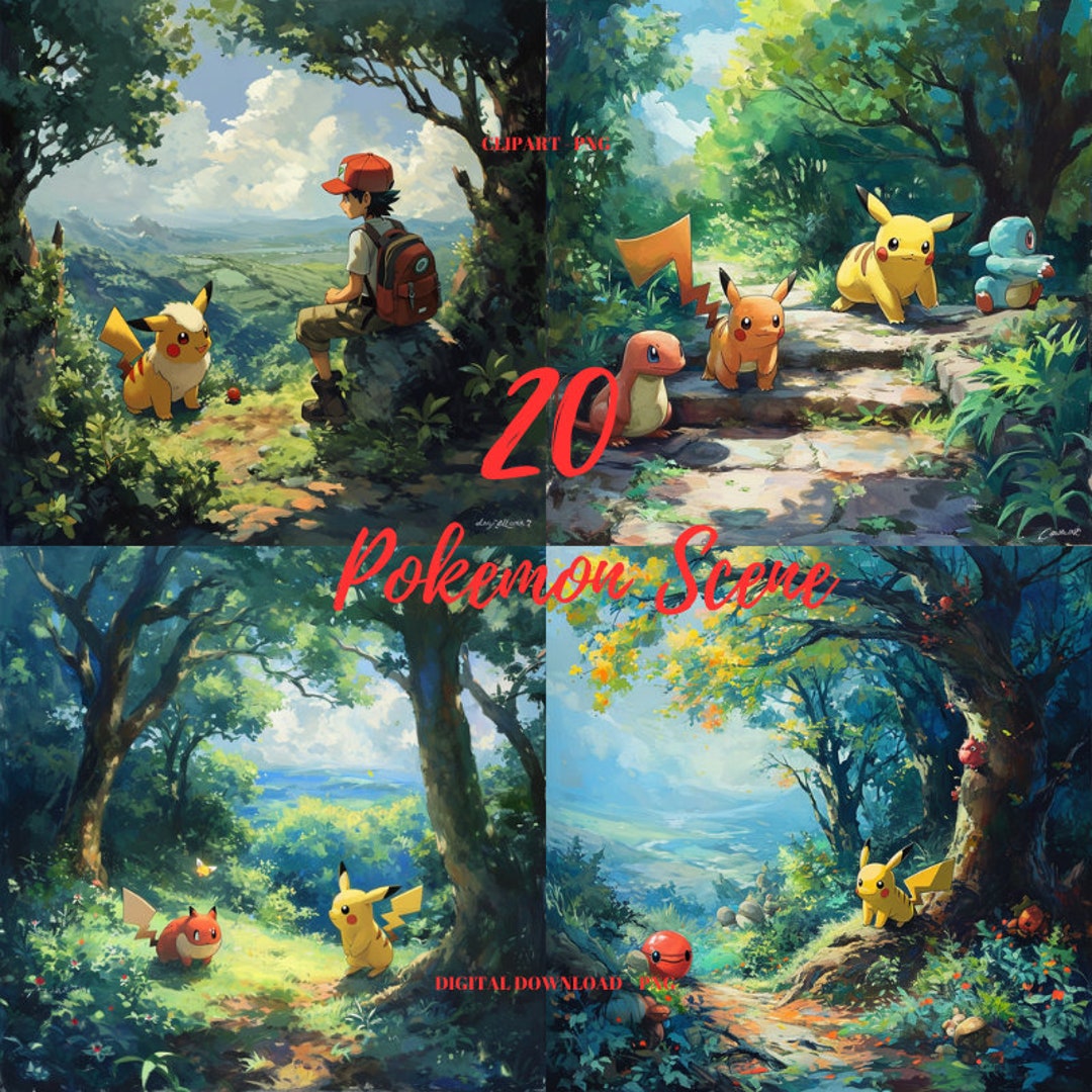 Pokemon Clipart PNG, 20 Pokemon Scene Images Bundle, Pokemon ...