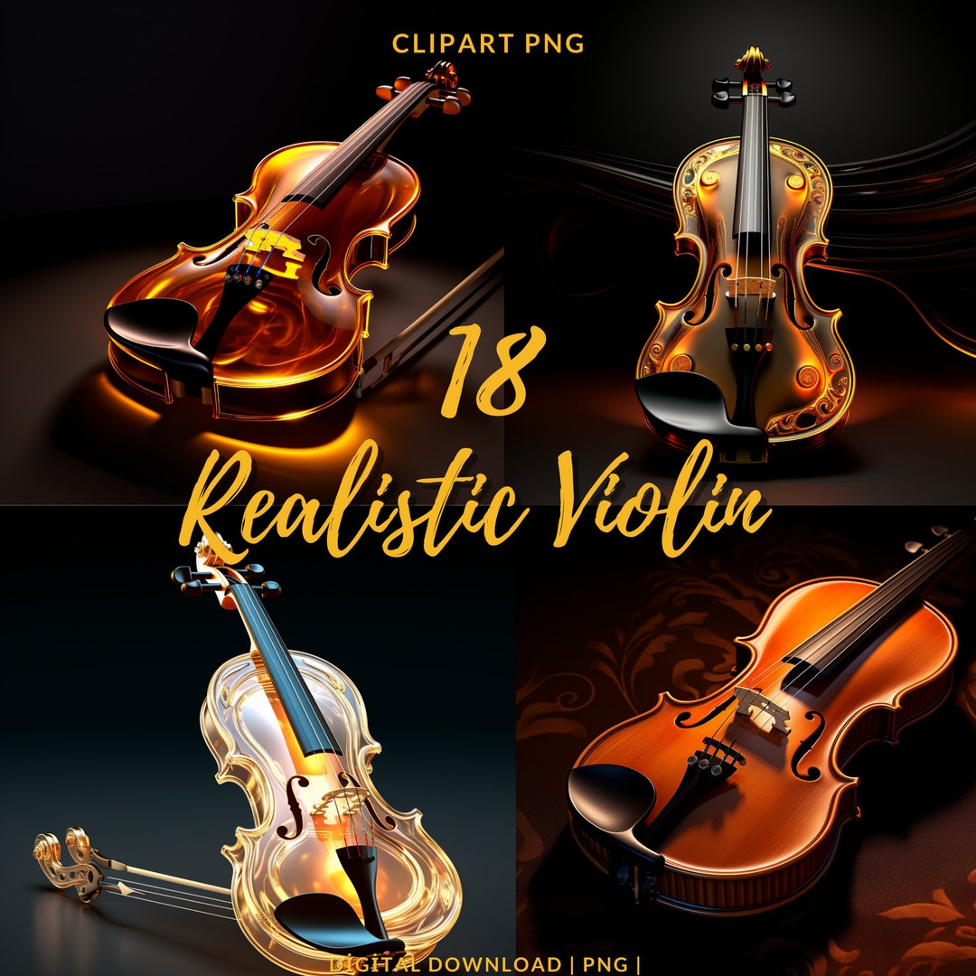 18 Violin Realistic Clipart PNG, Musical Violin , Instant Download ...