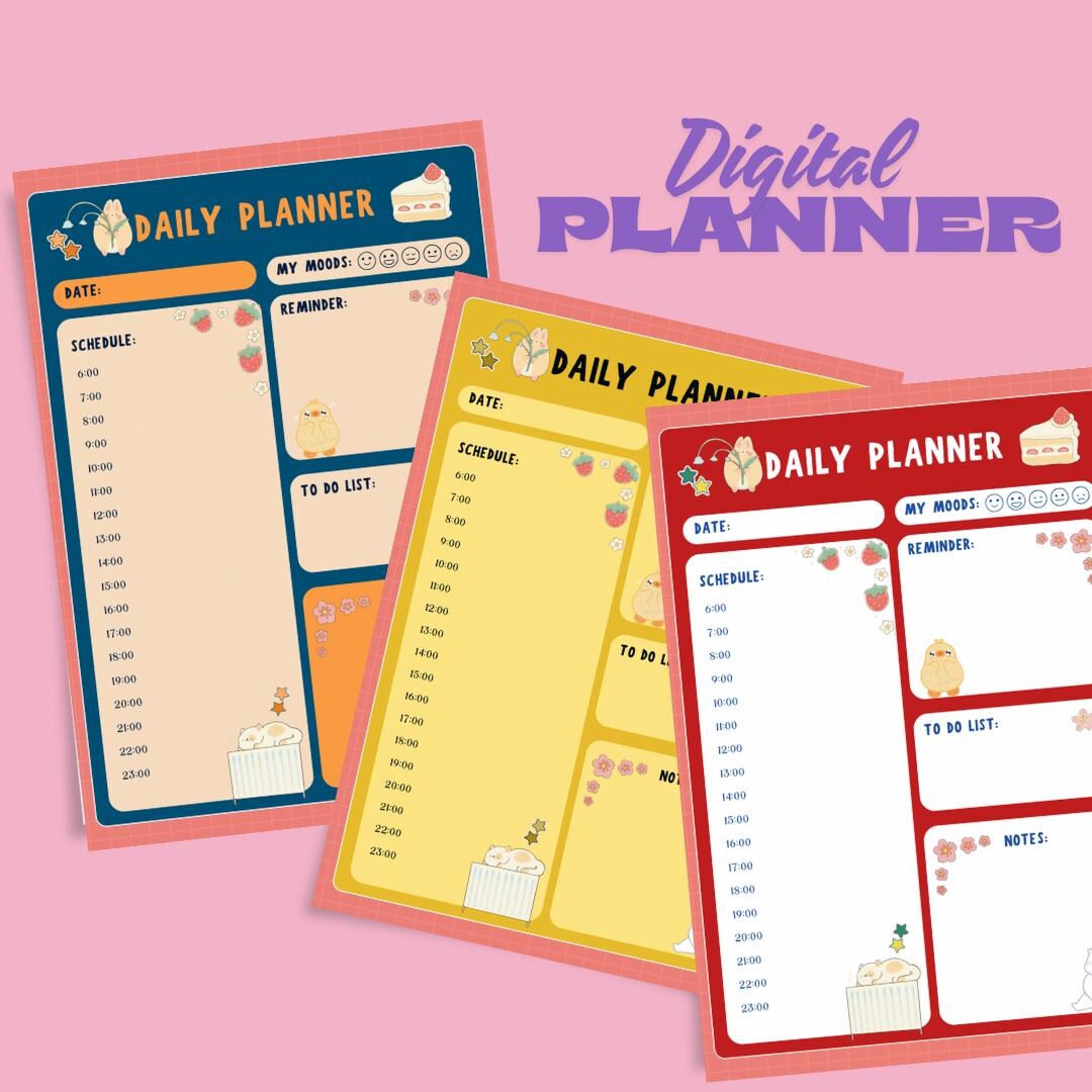 Cute Animal Daily Planner for Kids & Adults – Playful Green Pink Design ...