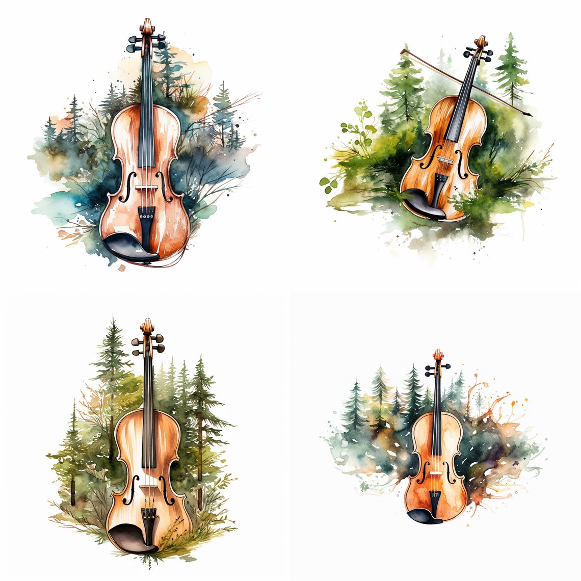 16 Violin Natural Clipart PNG Musical Violin Instant - Etsy