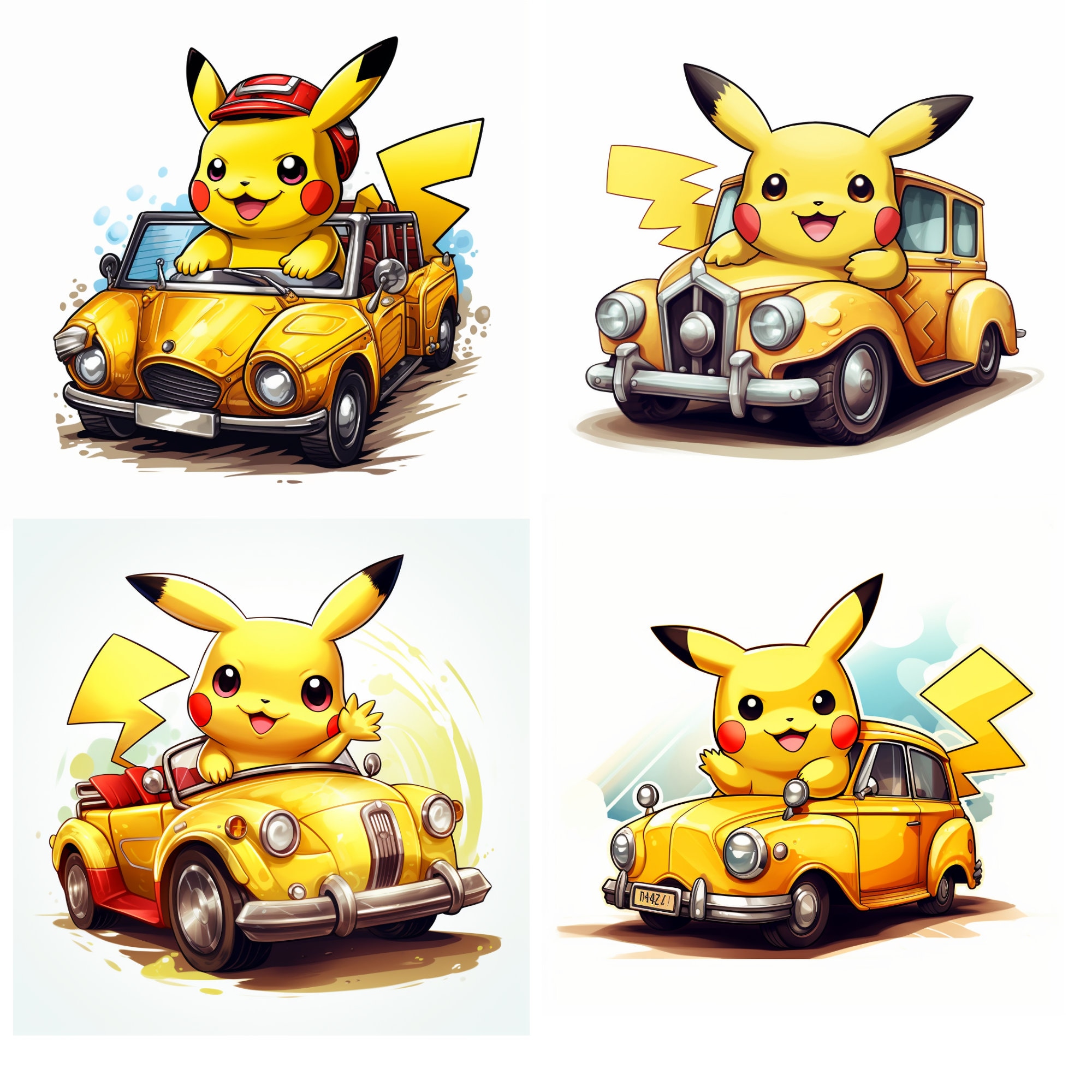 Pikachu Clipart PNG, 21 Pikachu Car Images, Pikachu Vintage Car PNG ...