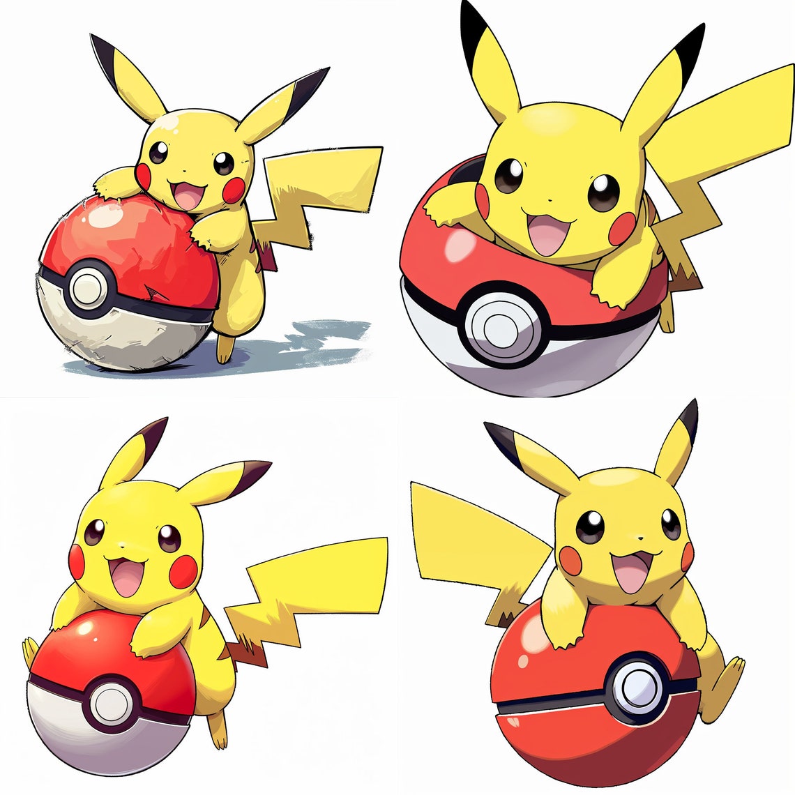 Pikachu Clipart: 16 Poke Ball Cartoon PNG Bundle (digital Download ...
